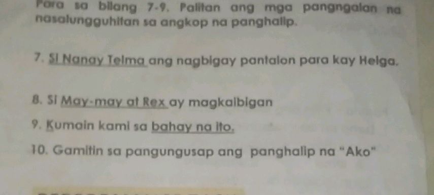 Para sa bilang 7-9. Palitan ang mga