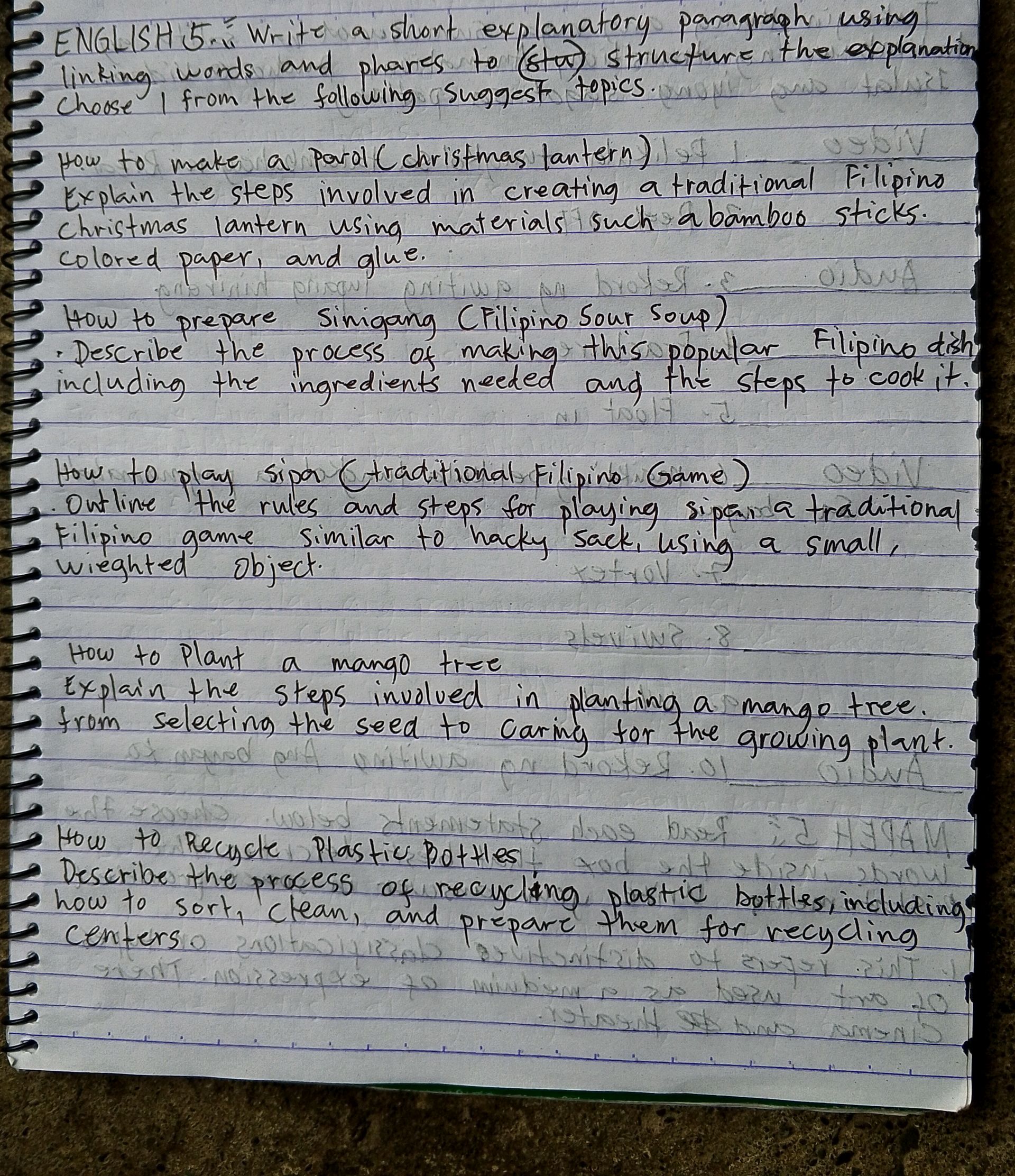 ENGLISH 5. Write a short explanatory | StudyX