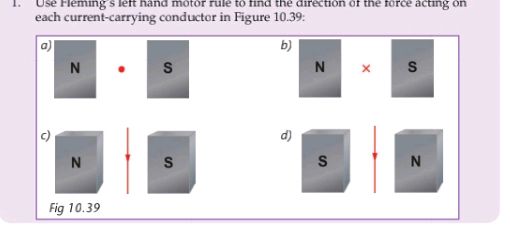 Use Fleming's left hand motor rule to find