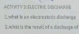1. what is an electrostatic discharge 2. | StudyX