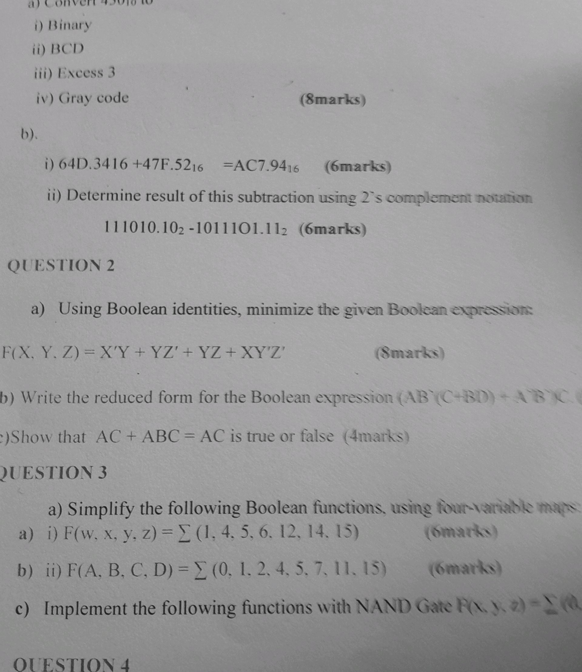 a) Convert 450₁₀ to i) Binary ii) BCD | StudyX