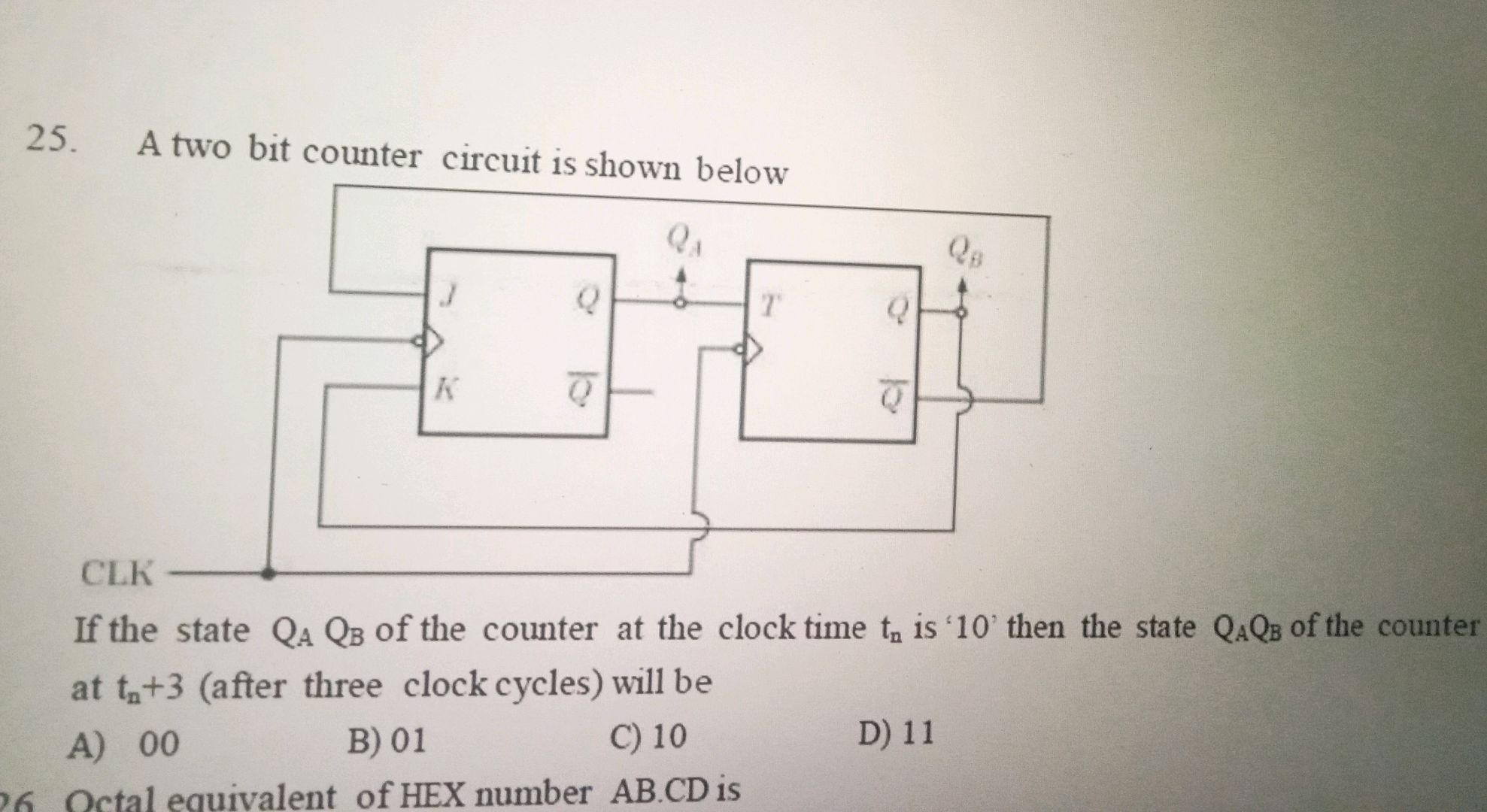 A two bit counter circuit is shown below If | StudyX