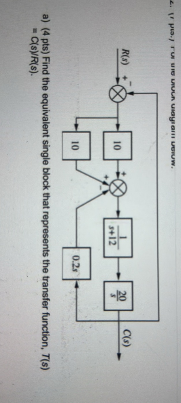 a) (4 pts) Find the equivalent single block | StudyX