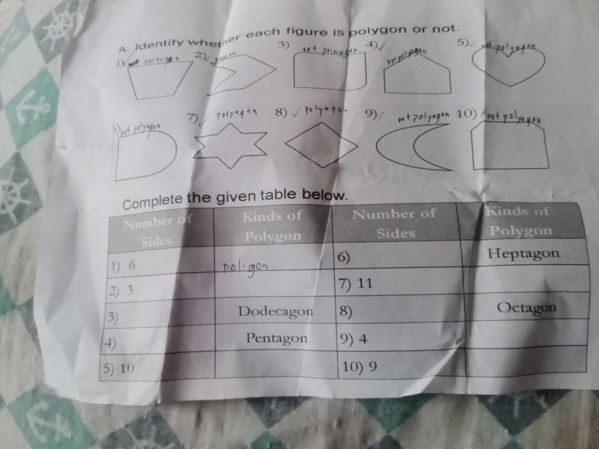 A. Identify whether each figure is polygon | StudyX