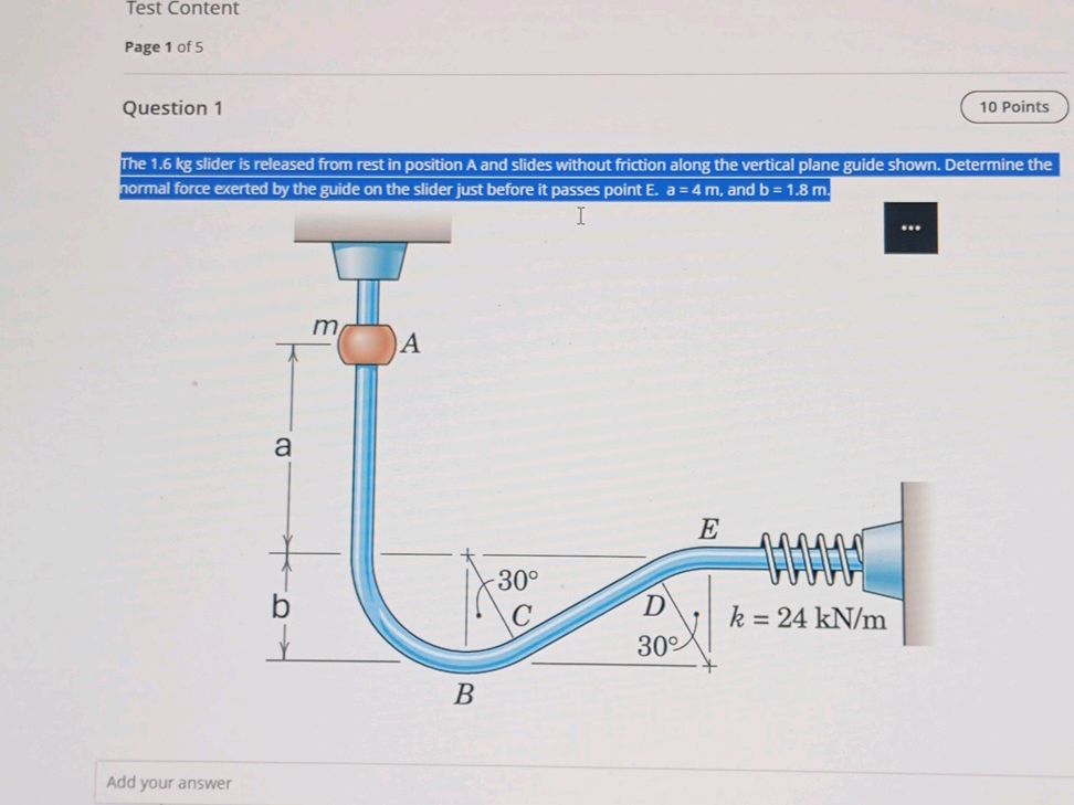 The 1.6 kg slider is released from rest in | StudyX