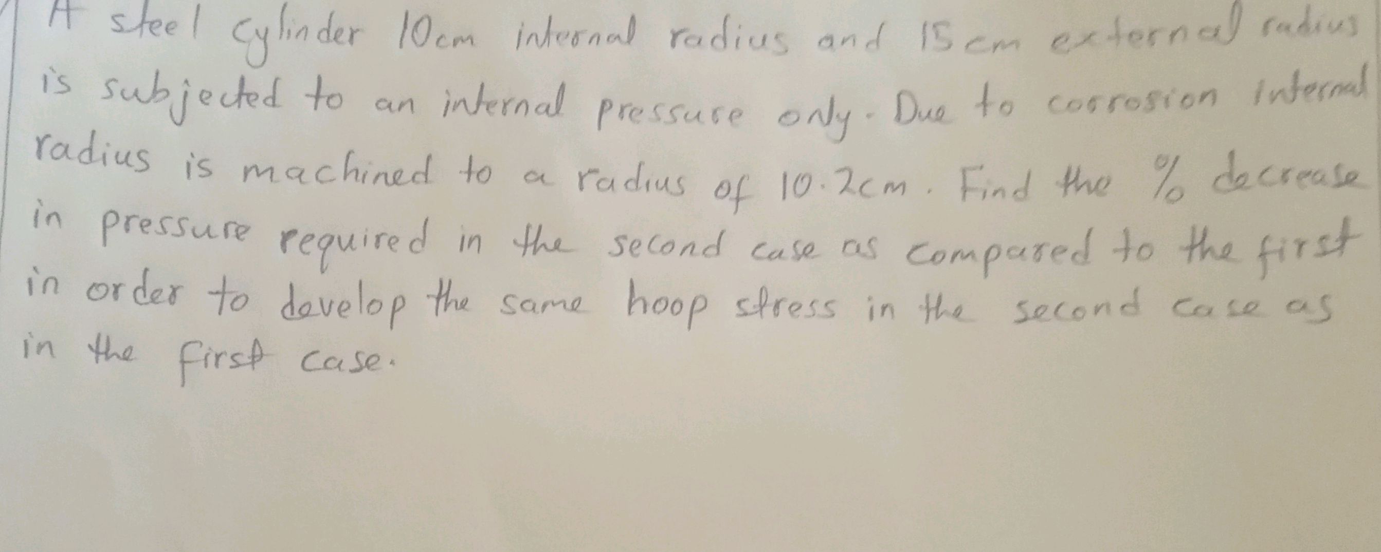A steel cylinder 10cm internal radius and 15 | StudyX