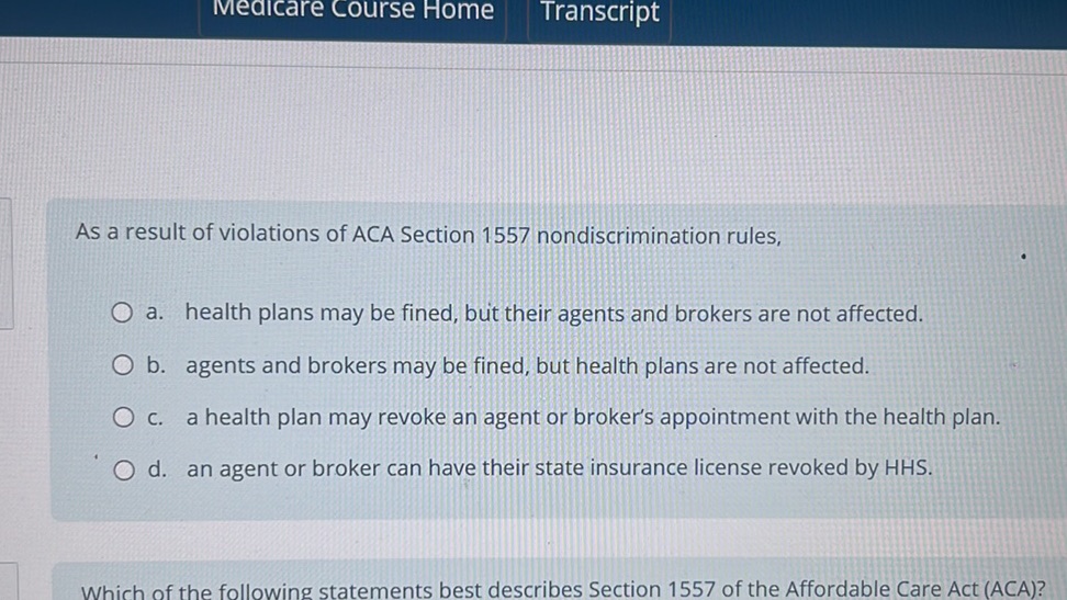 As a result of violations of ACA Section | StudyX