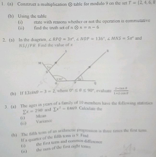 1. (a) Construct a multiplication $ $ table | StudyX
