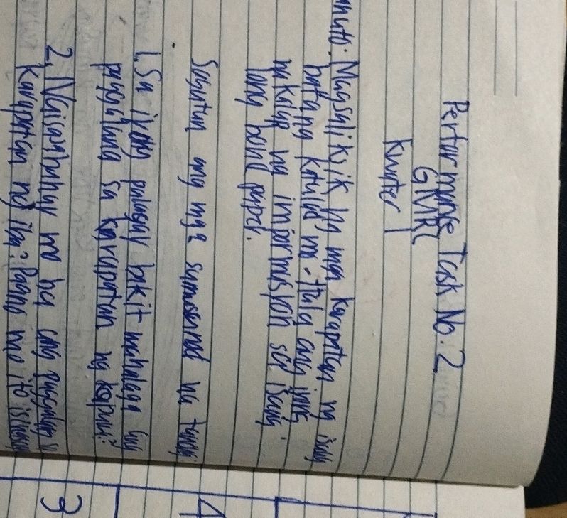 Performance Task No. 2 GMRC Kwater anuto: | StudyX