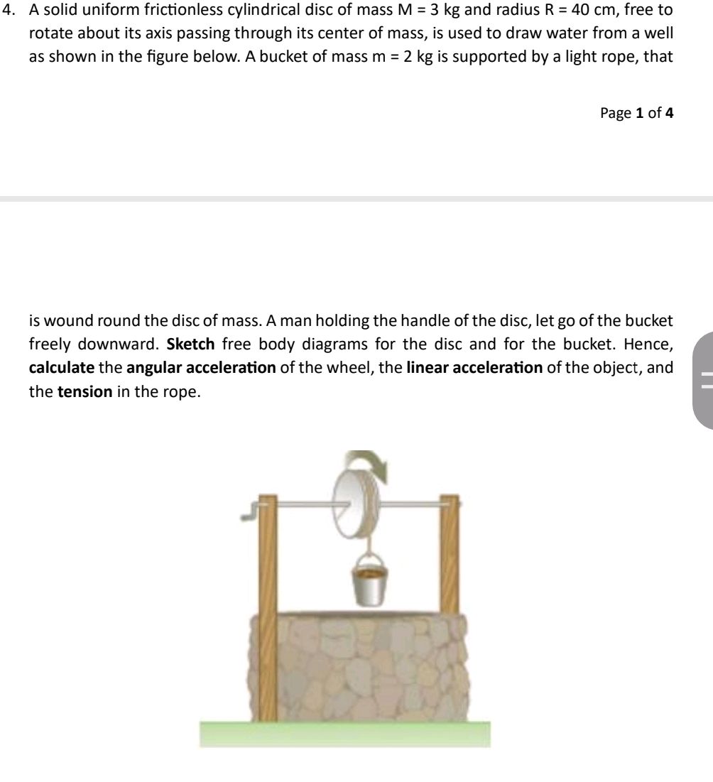 A solid uniform frictionless cylindrical