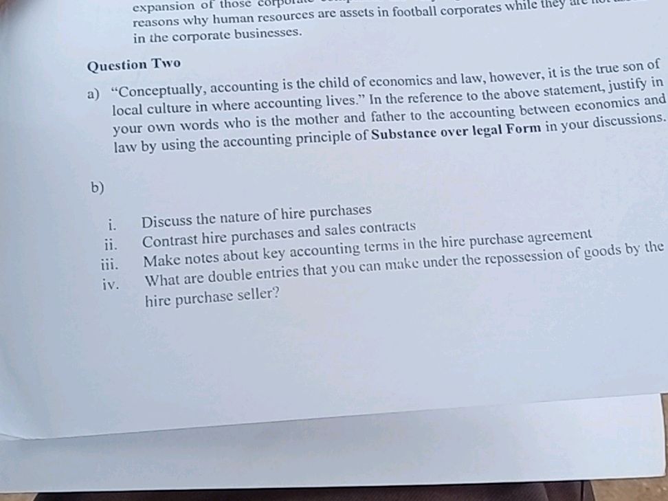 Question Two a) "Conceptually, accounting | StudyX