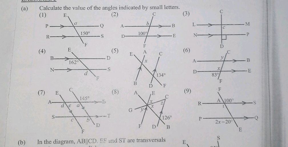 Calculate the value of the angles indicated