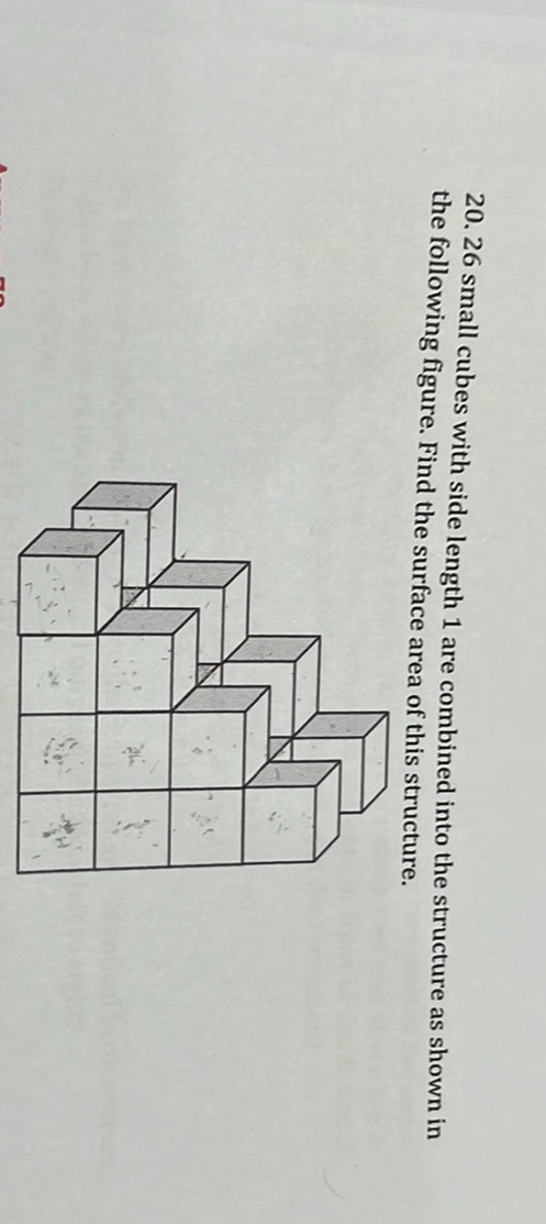 20. 26 small cubes with side length 1 are | StudyX