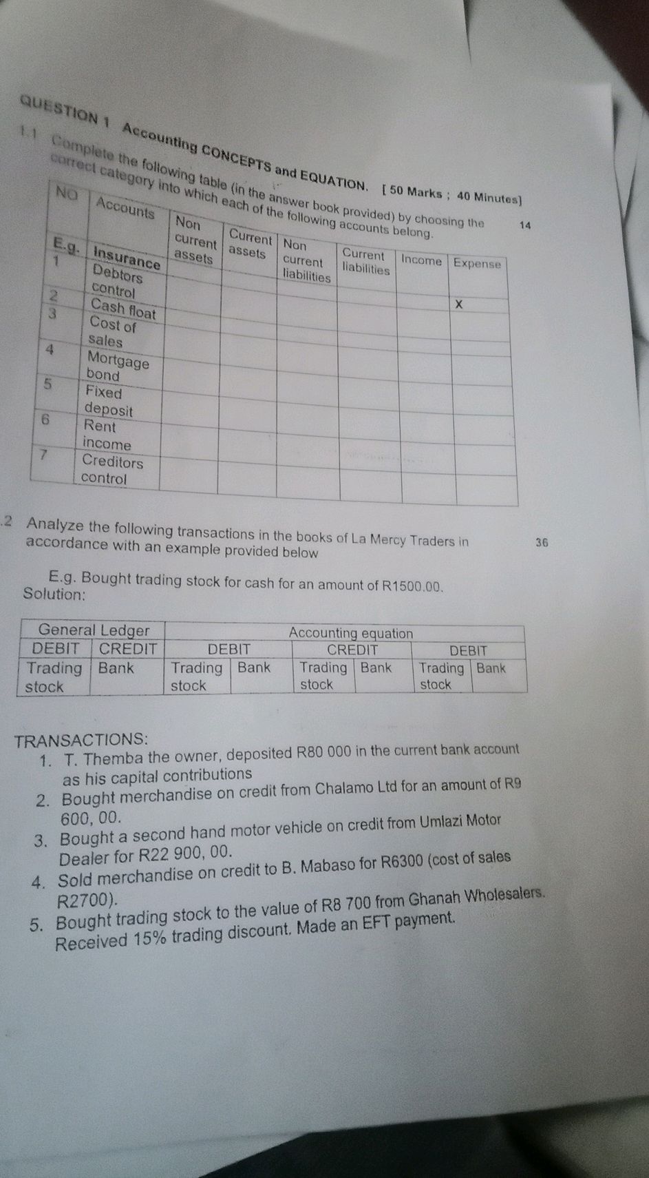 1. Complete the following table (in the | StudyX