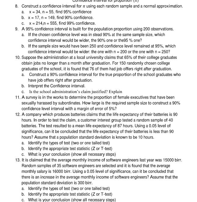 8. Construct a confidence interval for π | StudyX