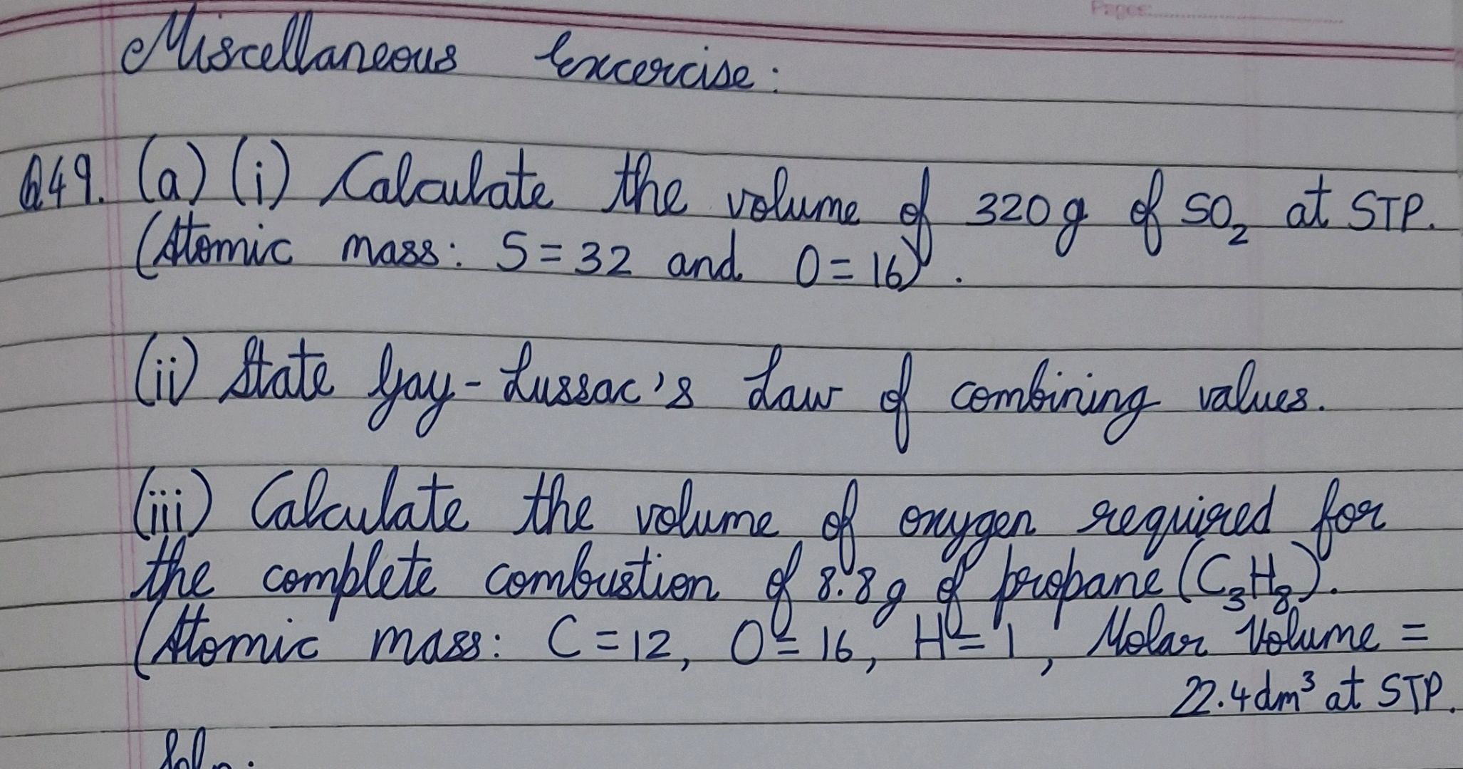 49. (a) (i) Calculate the volume of 320g of | StudyX