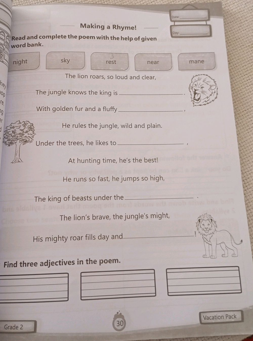 Making a Rhyme! Read and complete the poem | StudyX