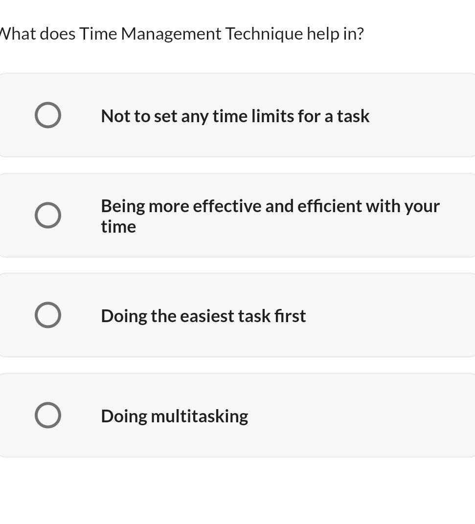 What does Time Management Technique help in? | StudyX
