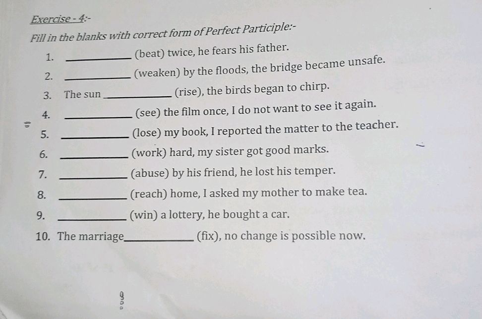 Exercise-4:- Fill in the blanks with | StudyX