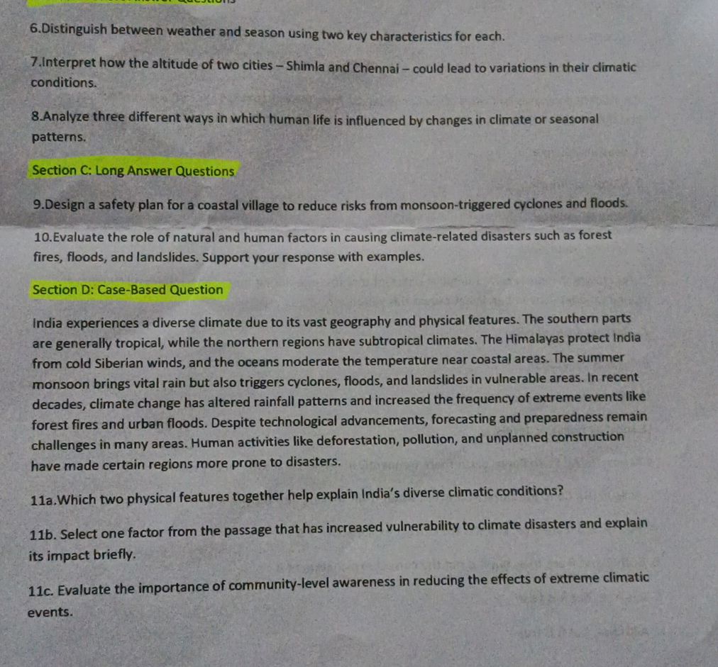 6. Distinguish between weather and season | StudyX
