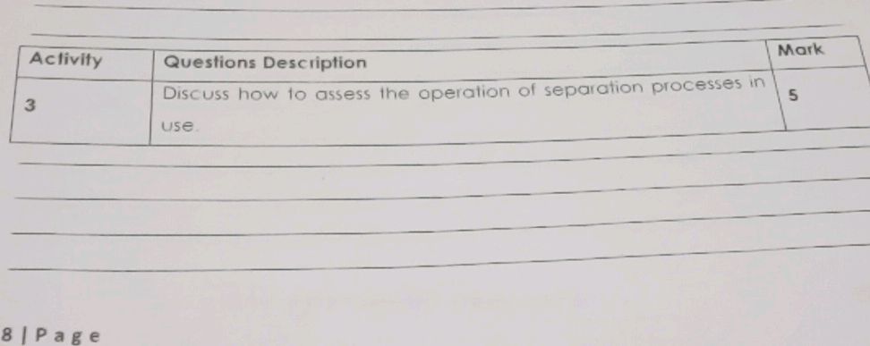 | Activity | Questions Description | Mark | | StudyX