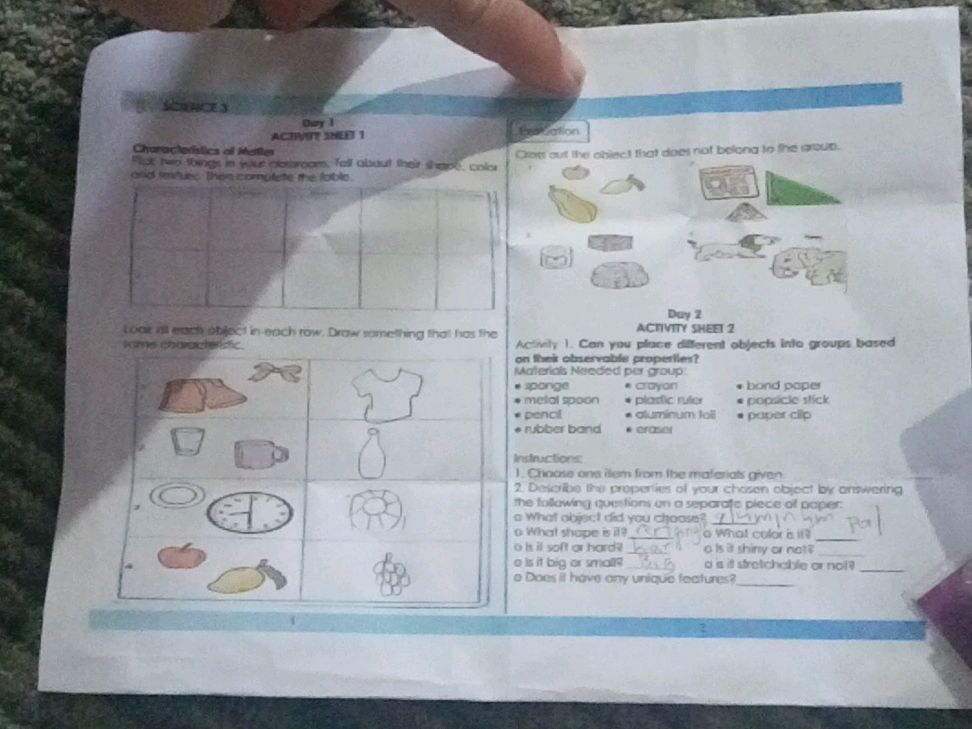Activity 1. Can you place different objects | StudyX