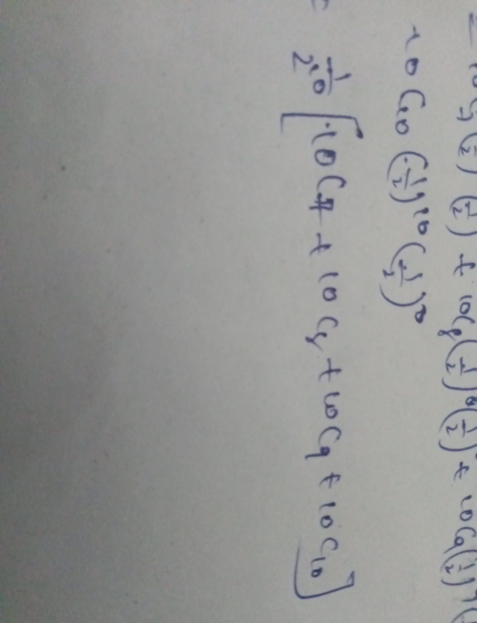 $${10 0} ( {1}{2} )^{10} + {10 1} ( | StudyX