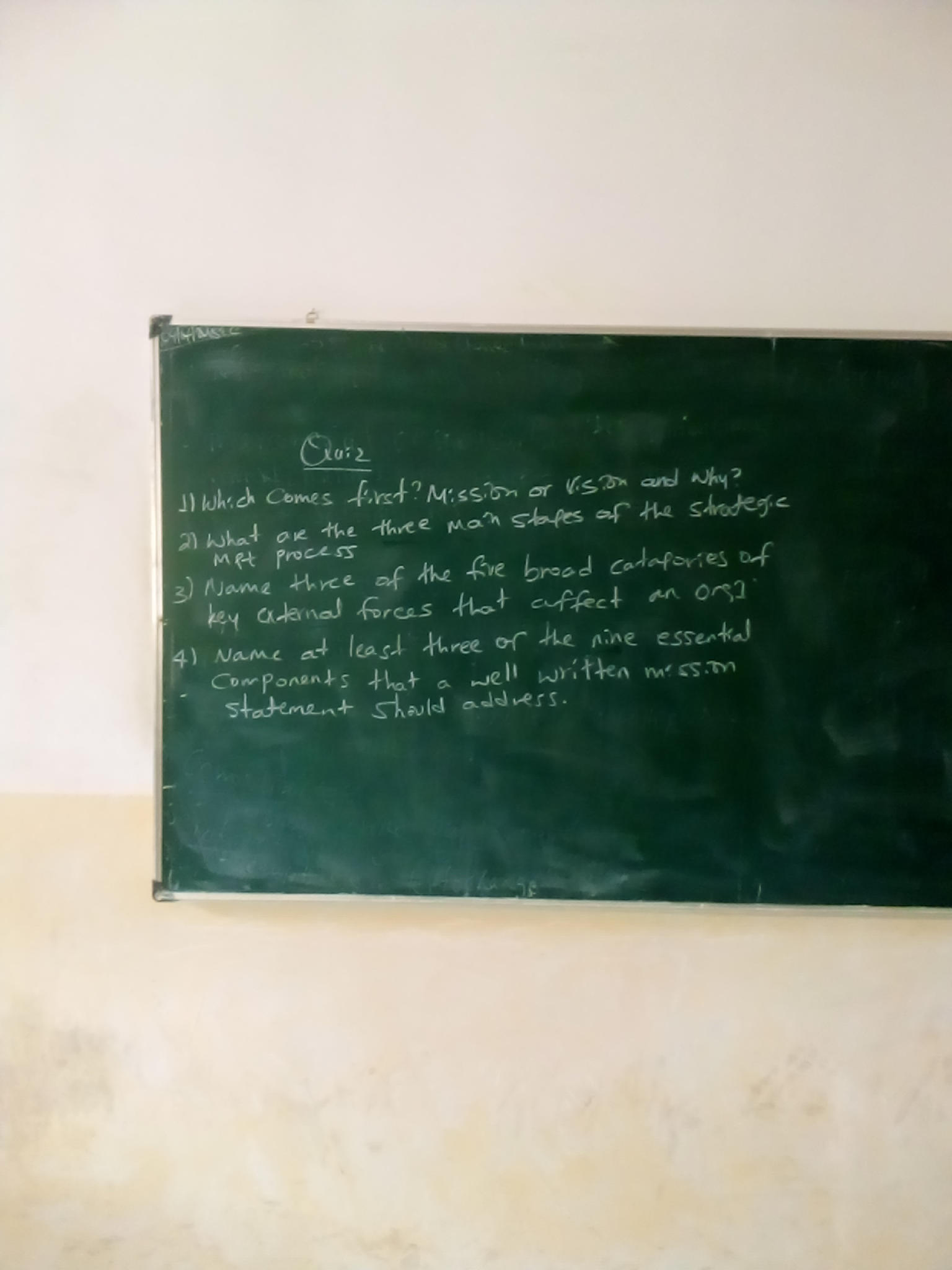 1) Which Comes first? Mission or Vision and | StudyX