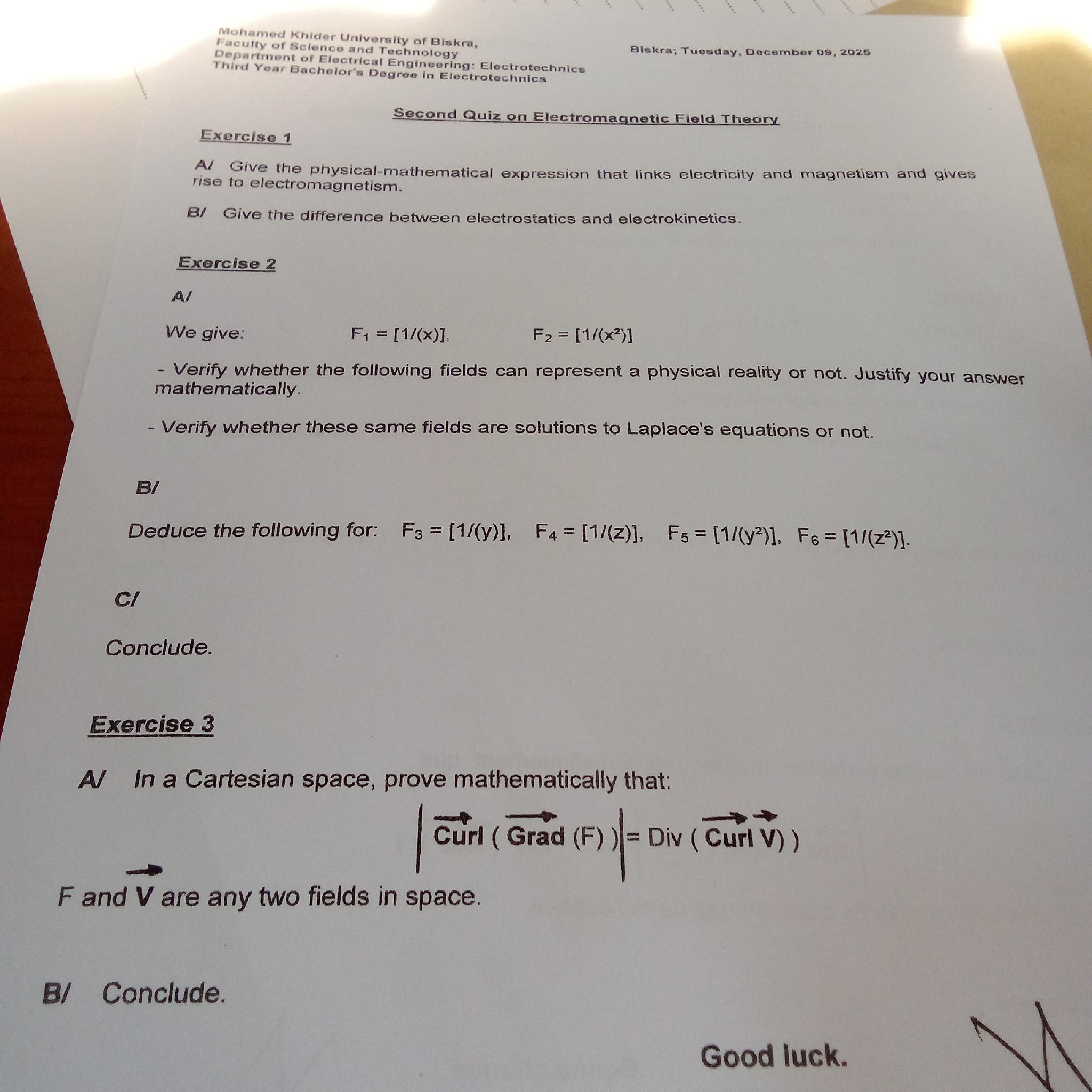 A/ Give the physical-mathematical expression | StudyX