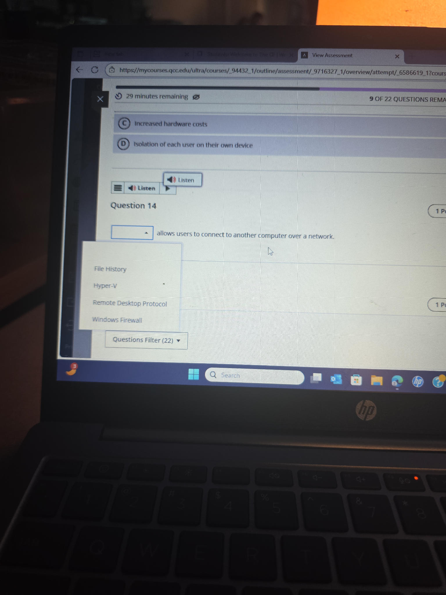 Question 14 [Dropdown Selection] allows | StudyX