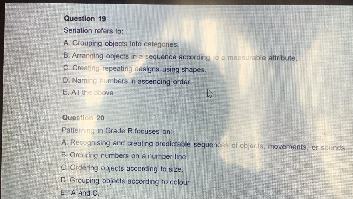 Seriation refers to: A. Grouping objects | StudyX