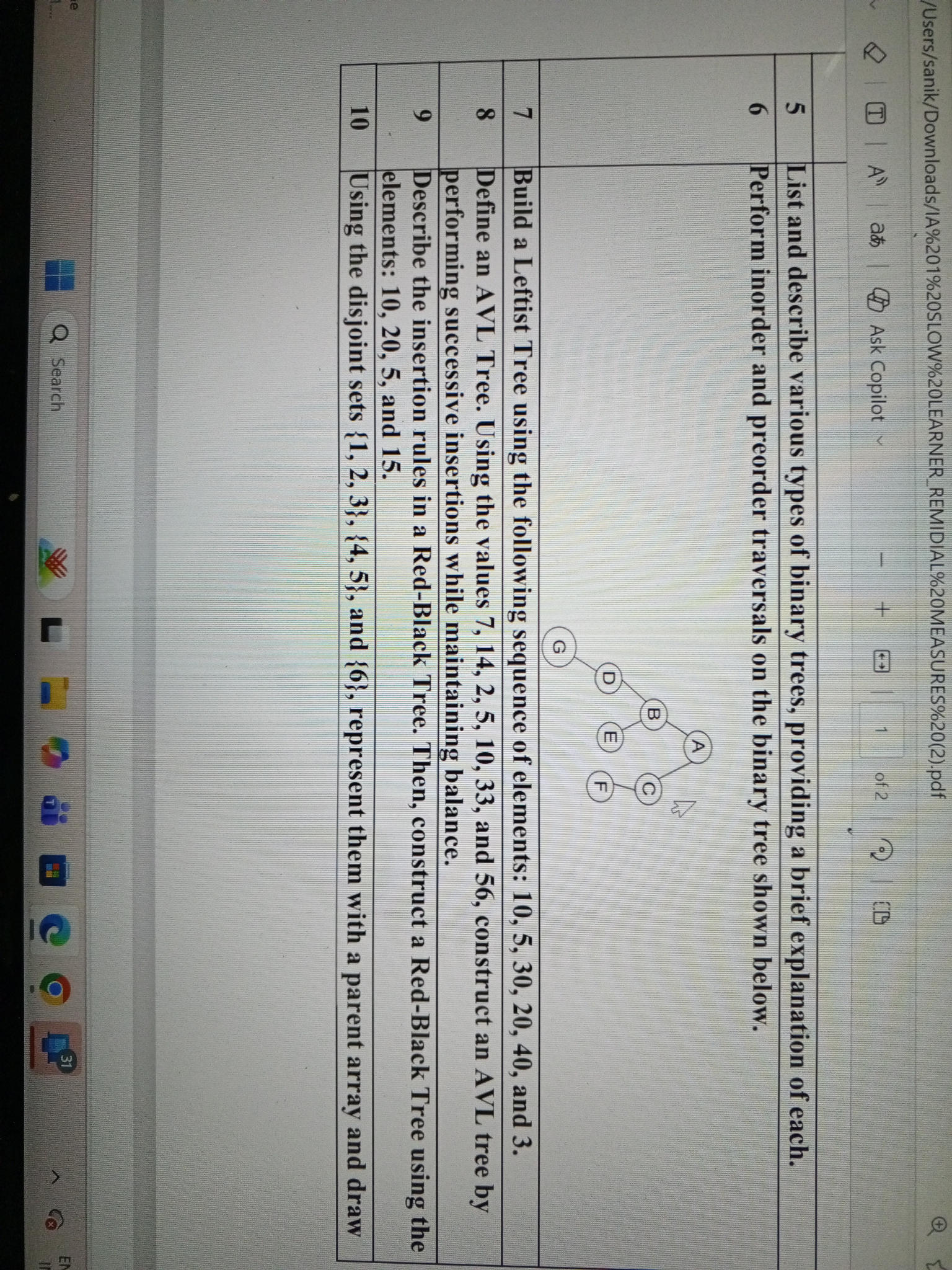 Perform inorder and preorder traversals on | StudyX