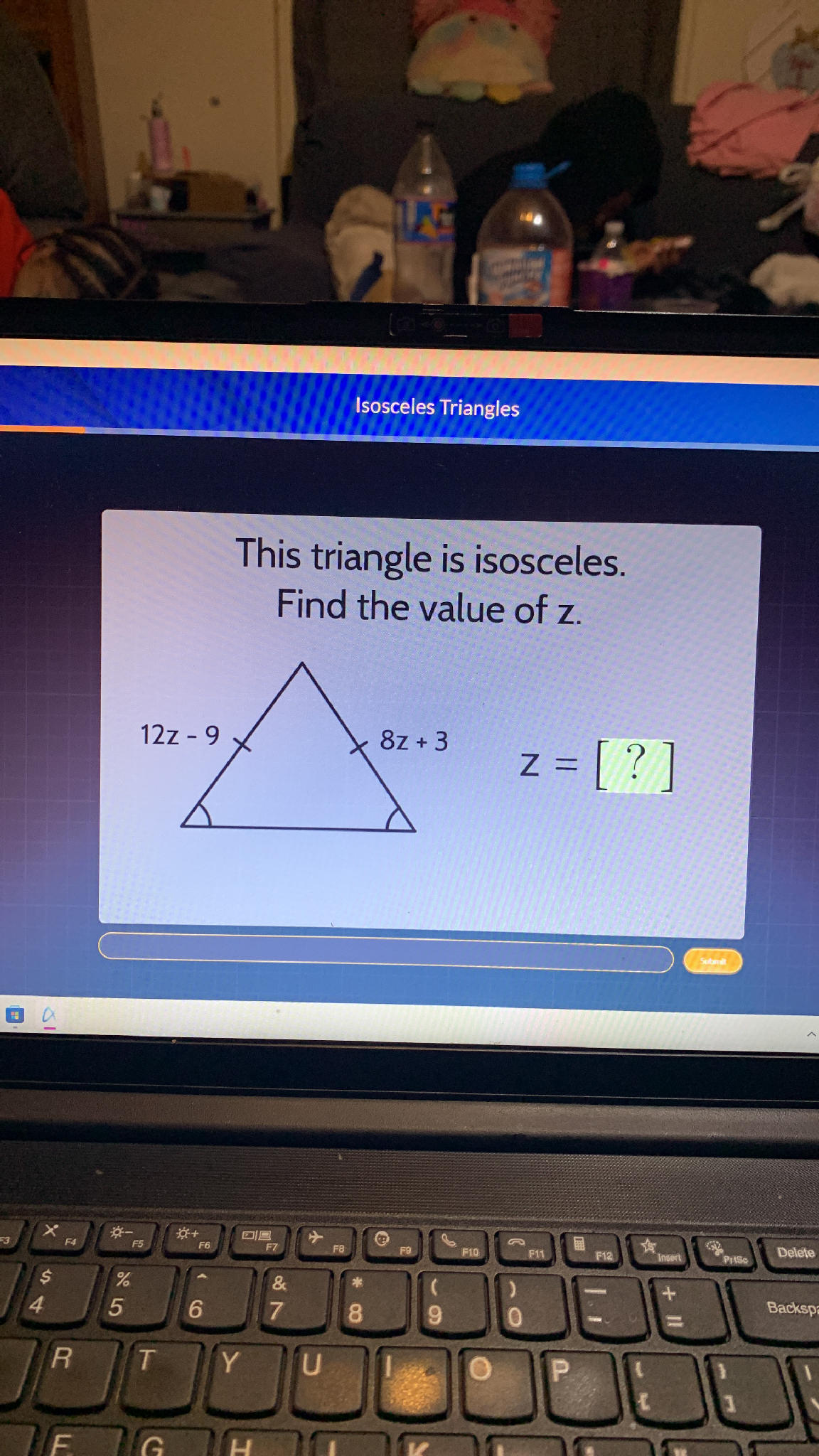 This triangle is isosceles. Find the value | StudyX