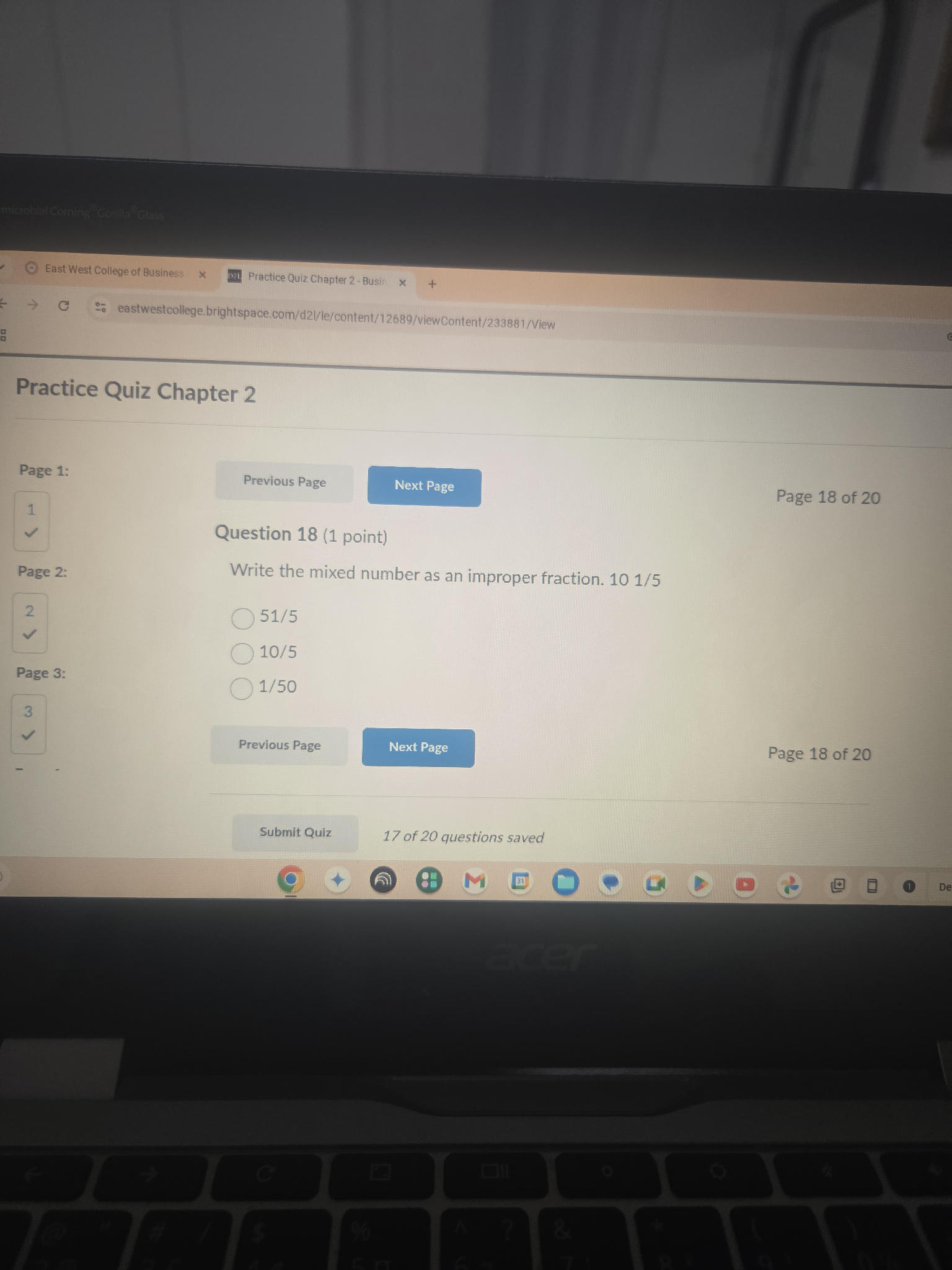 Question 18 (1 point) Write the mixed number | StudyX