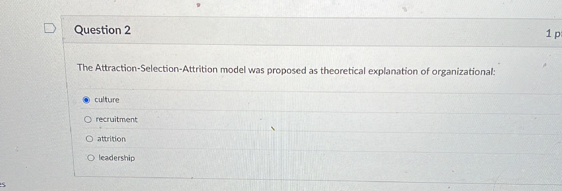 The Attraction-Selection-Attrition model was | StudyX