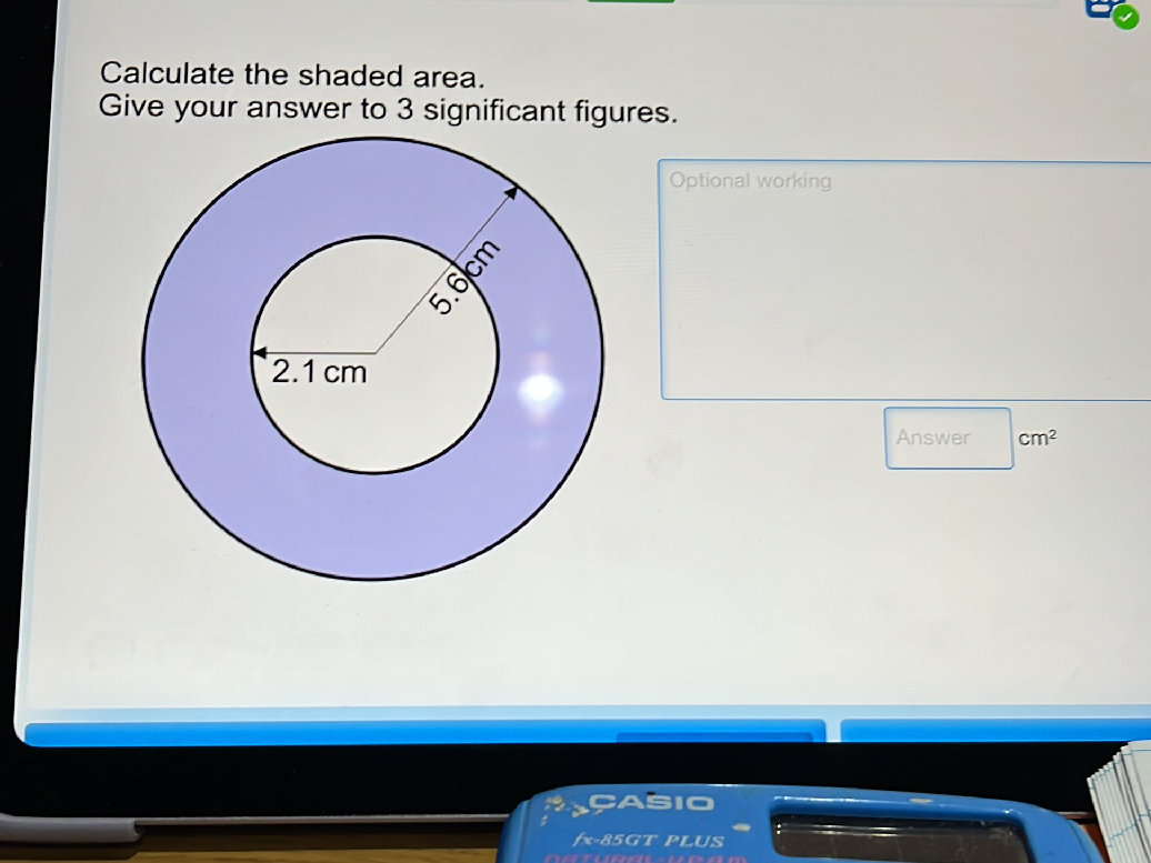 Calculate the shaded area. Give your answer | StudyX