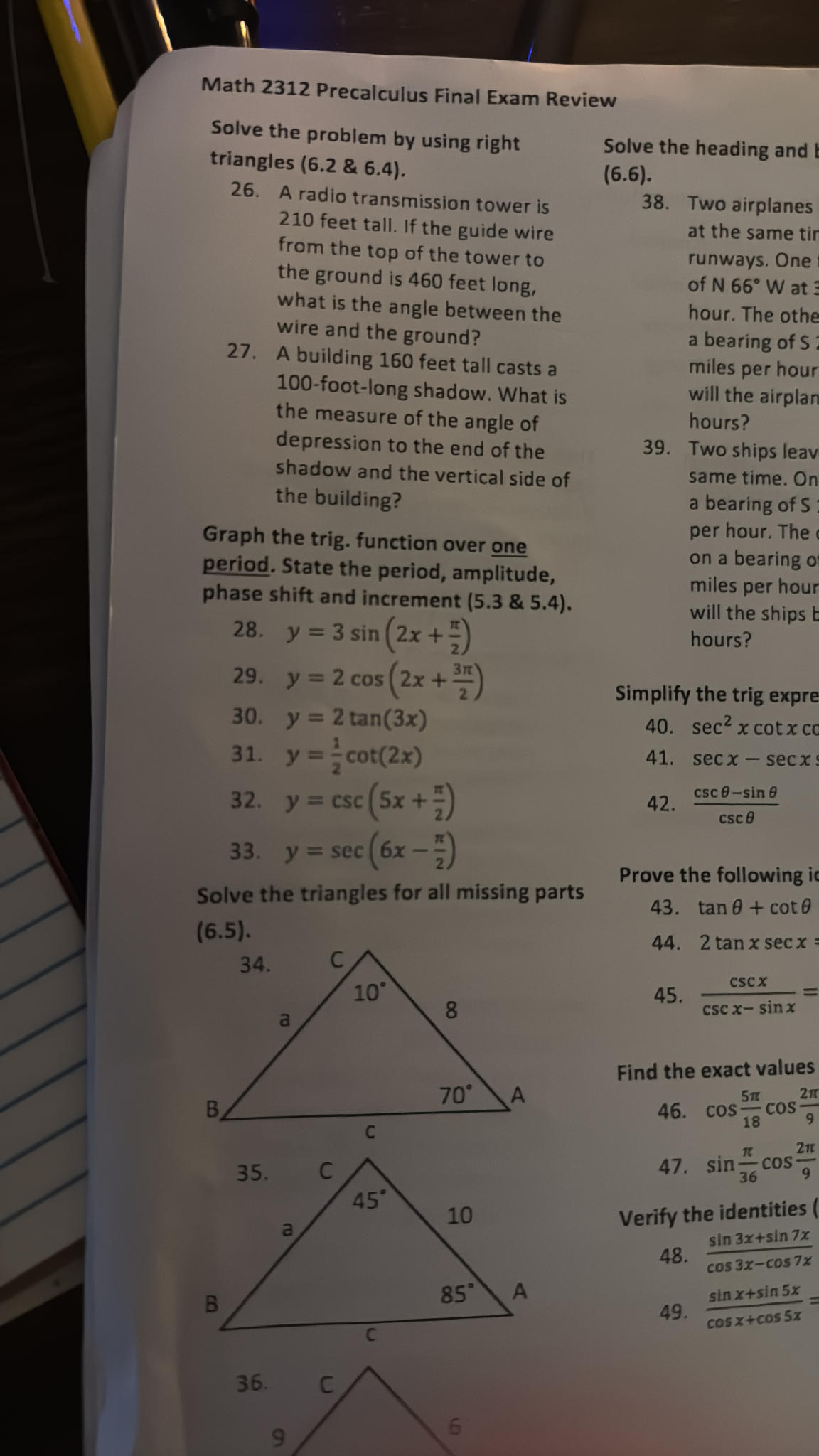 Graph the trig. function over one period. | StudyX