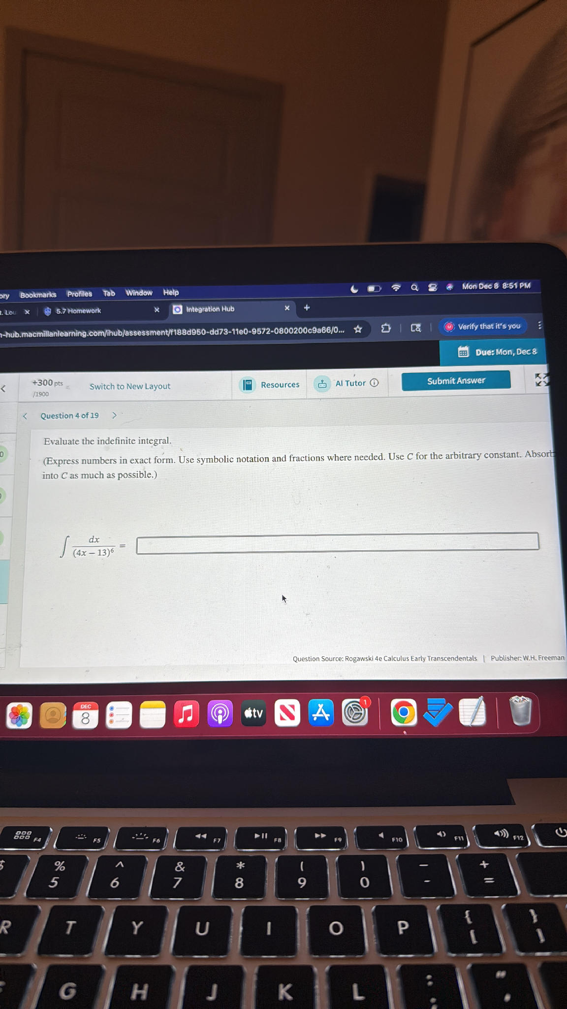 Evaluate the indefinite integral. (Express | StudyX