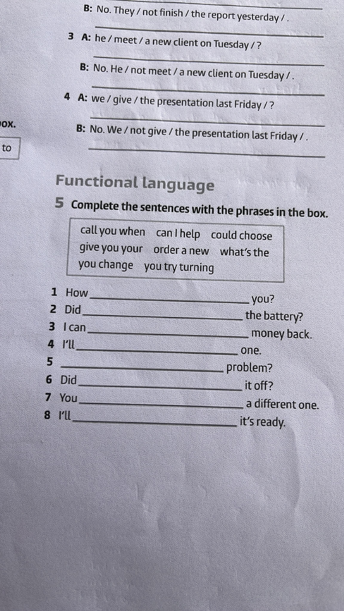 Functional language 5 Complete the | StudyX