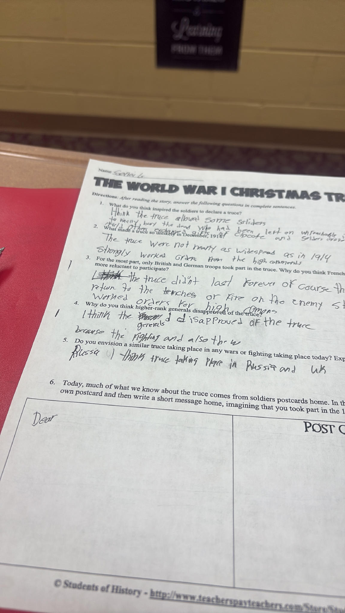 THE WORLD WAR I CHRISTMAS TRUCE Directions: | StudyX