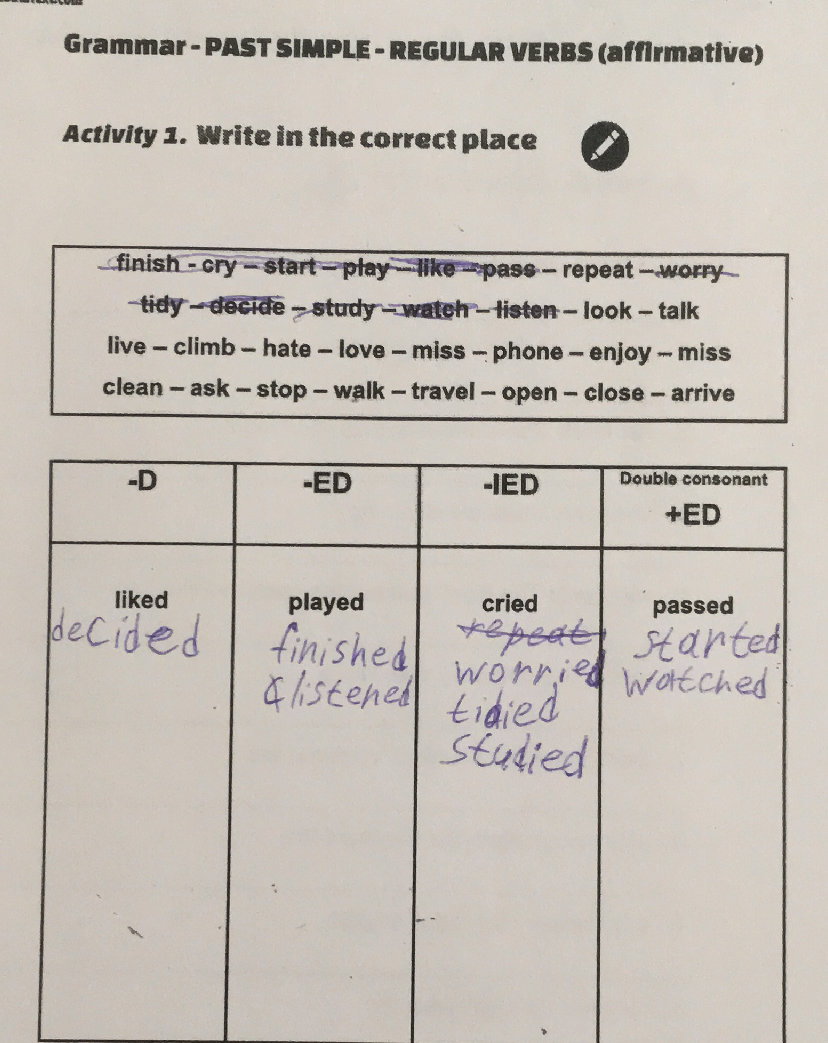 Grammar-PAST SIMPLE-REGULAR VERBS | StudyX