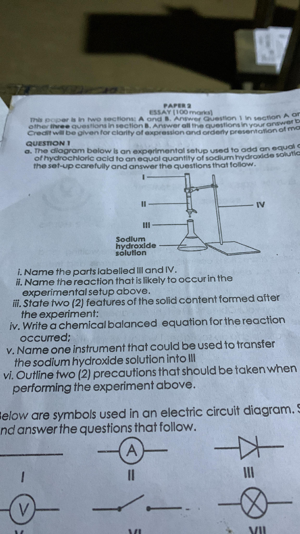 The diagram below is an experimental setup | StudyX