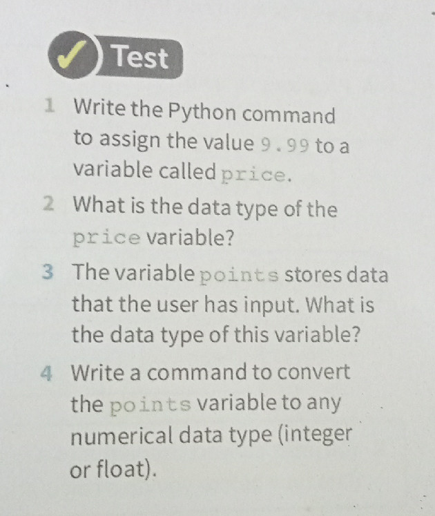 Write the Python command to assign the value | StudyX
