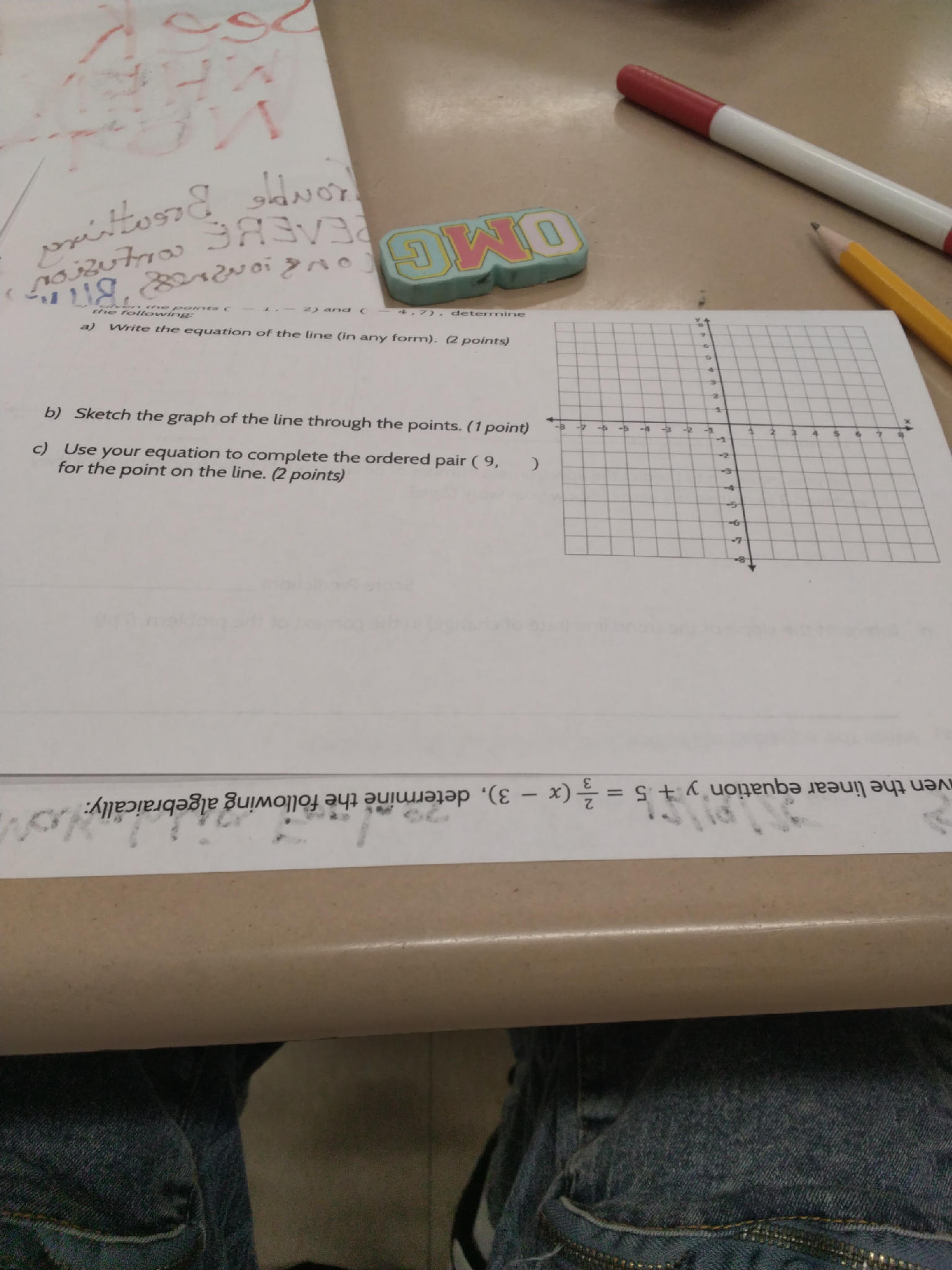 Given the points $(-1, 2)$ and $(4, 7)$, | StudyX