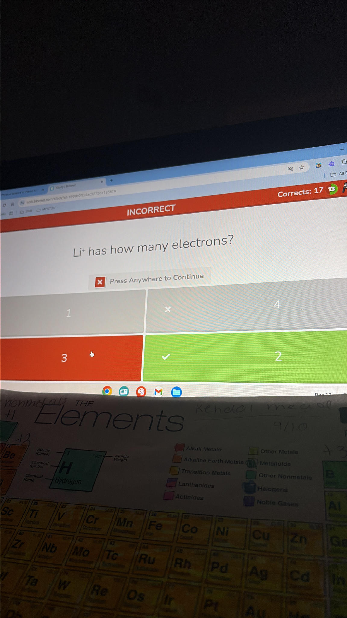 $Li^+$ has how many electrons? A. 1 B. 4 C. | StudyX