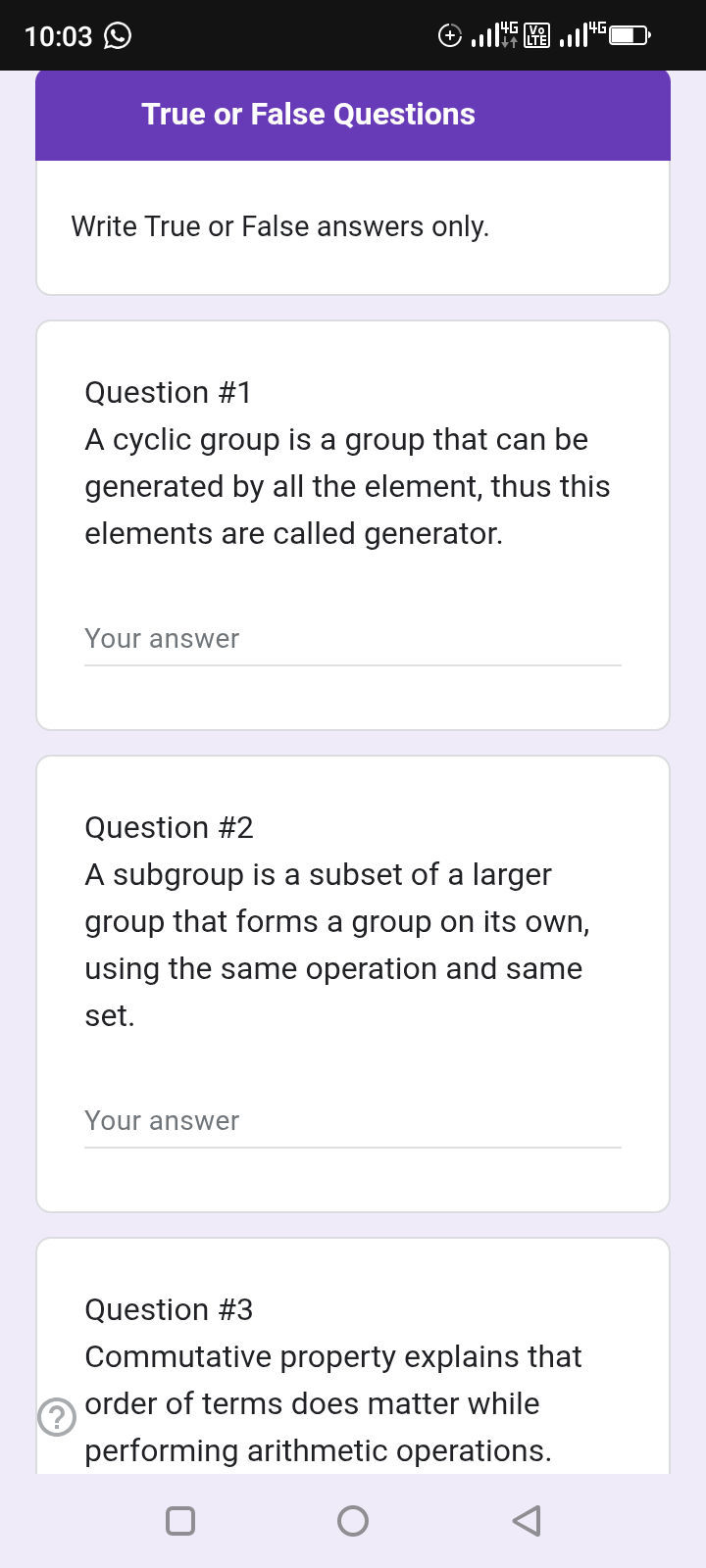 True or False Questions Write True or False | StudyX