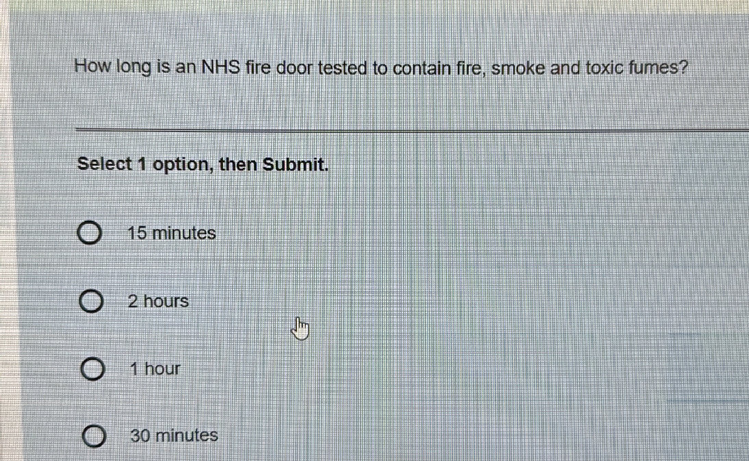 How long is an NHS fire door tested to | StudyX