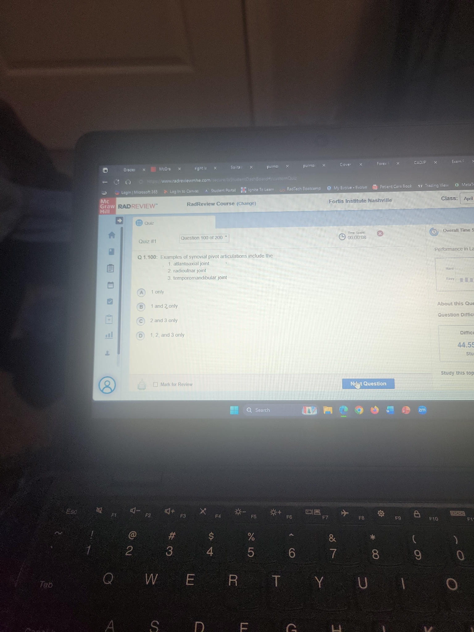 Q 1.100: Examples of synovial pivot | StudyX
