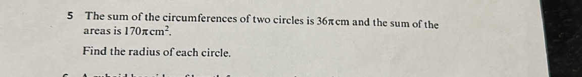 The sum of the circumferences of two circles | StudyX