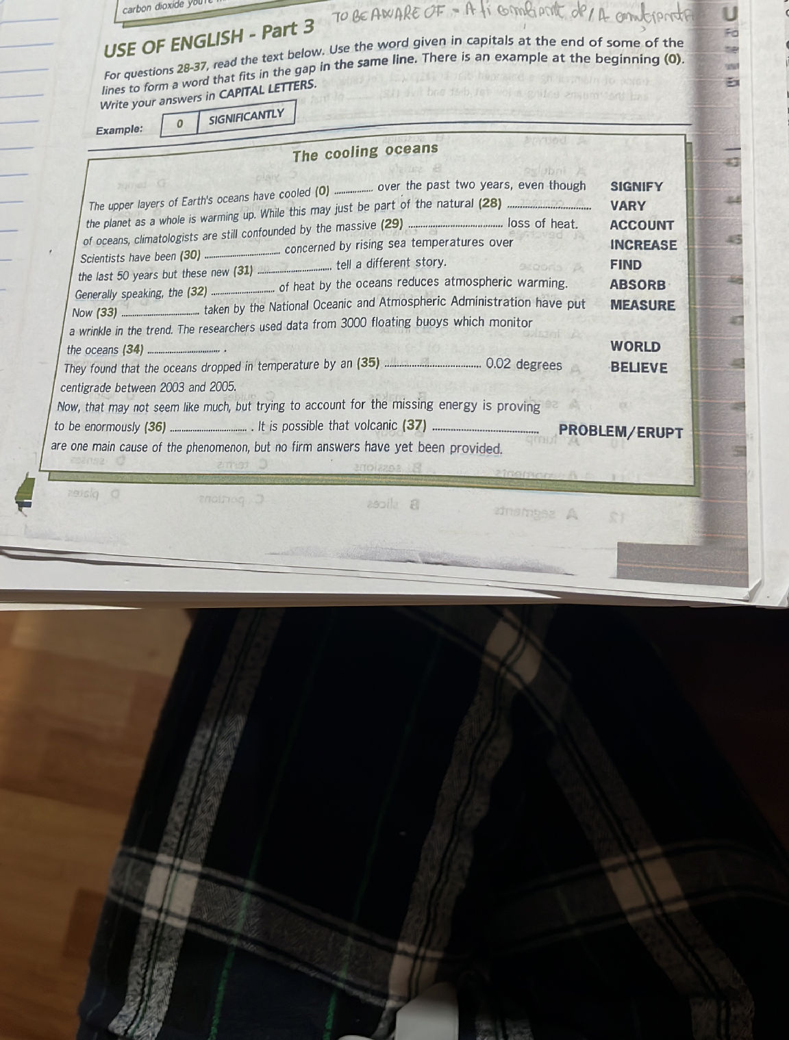 USE OF ENGLISH - Part 3 For questions 28-37, | StudyX